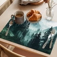 Dark Green Forest Placemats Set of 8 Nature Foggy Mountain Pine Tree ...