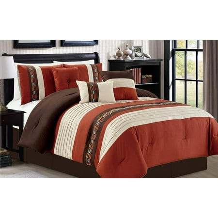 Empire Home Brown & Rust 7 Piece Elegant Spring Alba Comforter Set ...