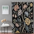 Bathroom Shower Curtain Rustic Retro Colorful Flower on Black ...
