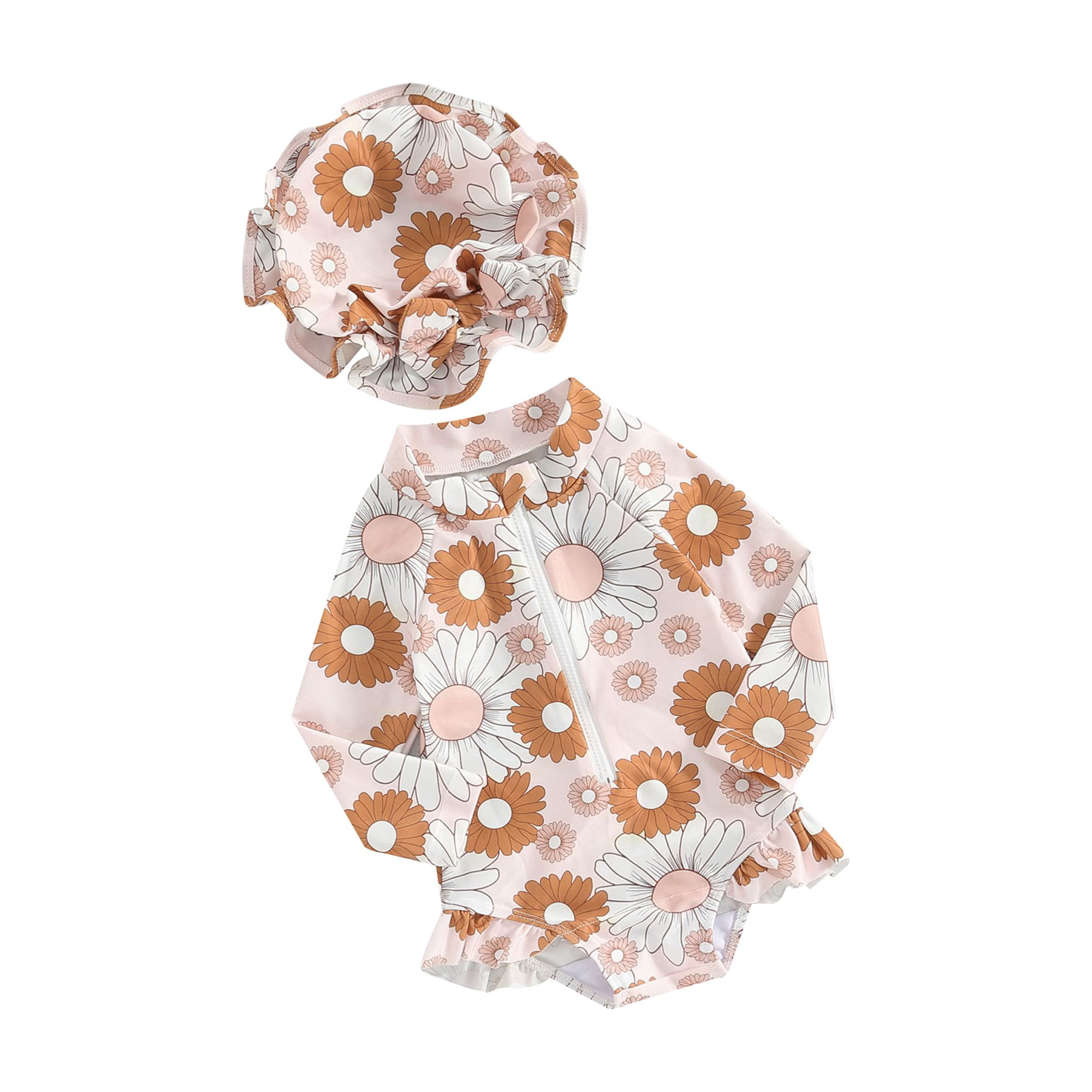 Click here for Faroot Baby Girl Bathing Suit Set  Zip Up Rash Gua... prices