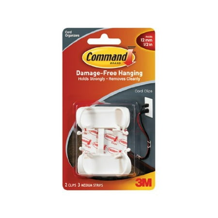 3M Large Cord Clips with Command Adhesive, 2 cord clips, 3 medium ...