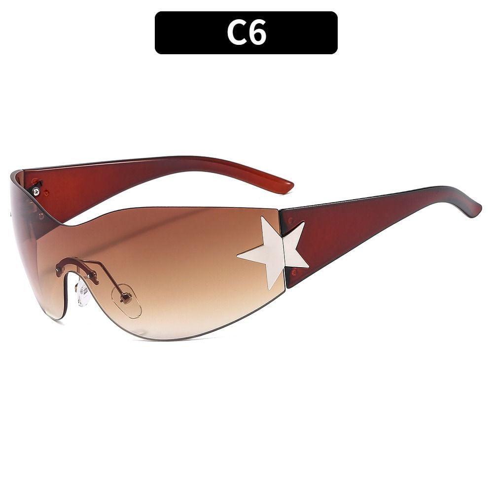 Oversized Rimless Eyewear Goggle One Piece Wrap Around Shades Sports