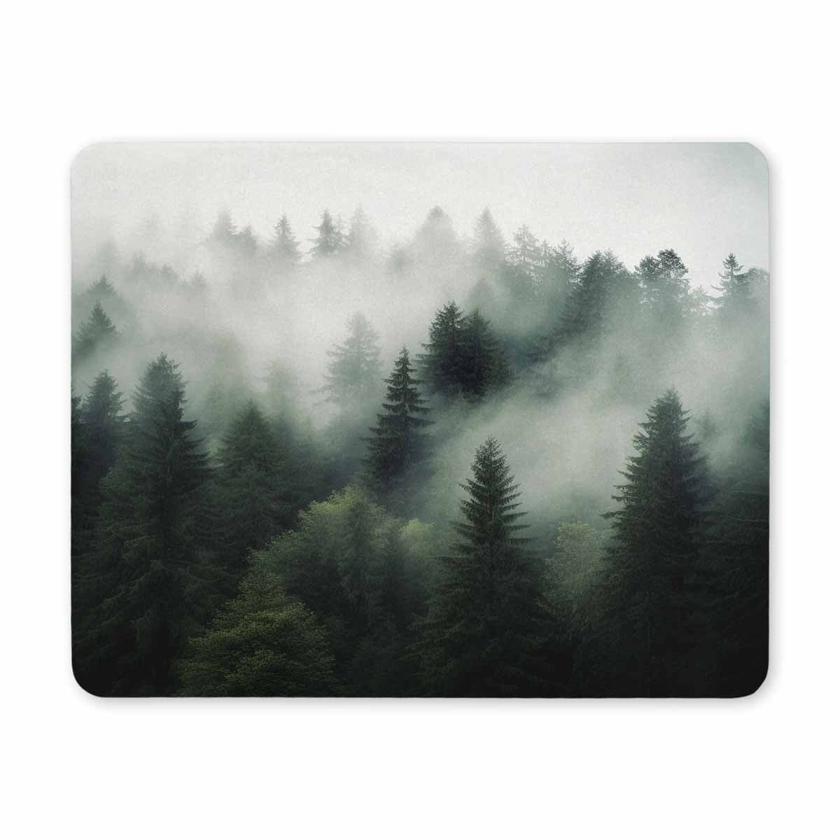Misty Forest Mouse Pad,Nature Pine Trees Scenic Foggy Mountain Cool ...