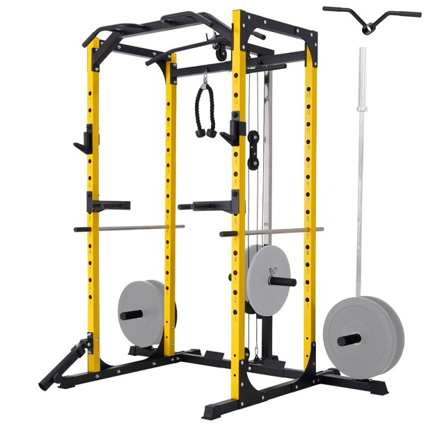 MJDB Power Rack Cage with LAT Pulldown System,1200LBS Capacity Power ...