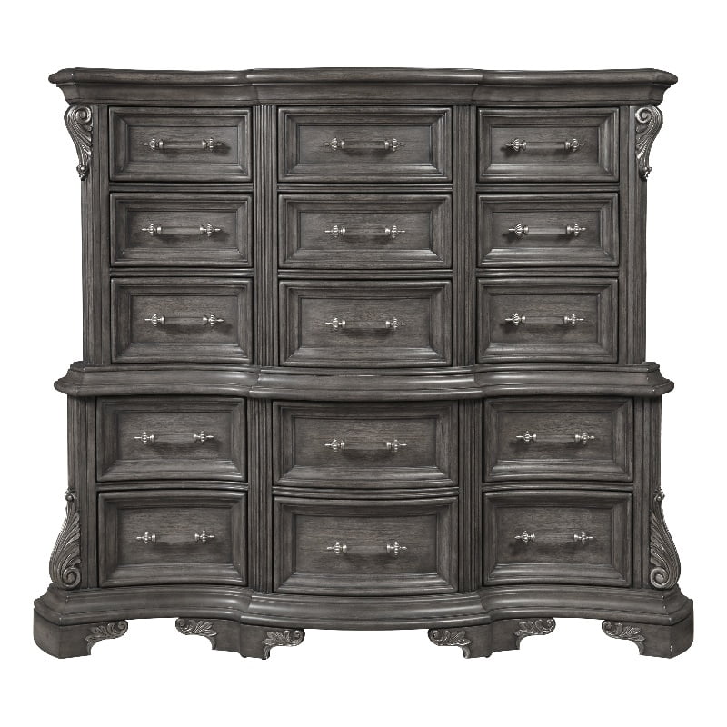 Pulaski Vivian Hardwood 15 Drawer Master Chest in Mineral Grey Finish ...