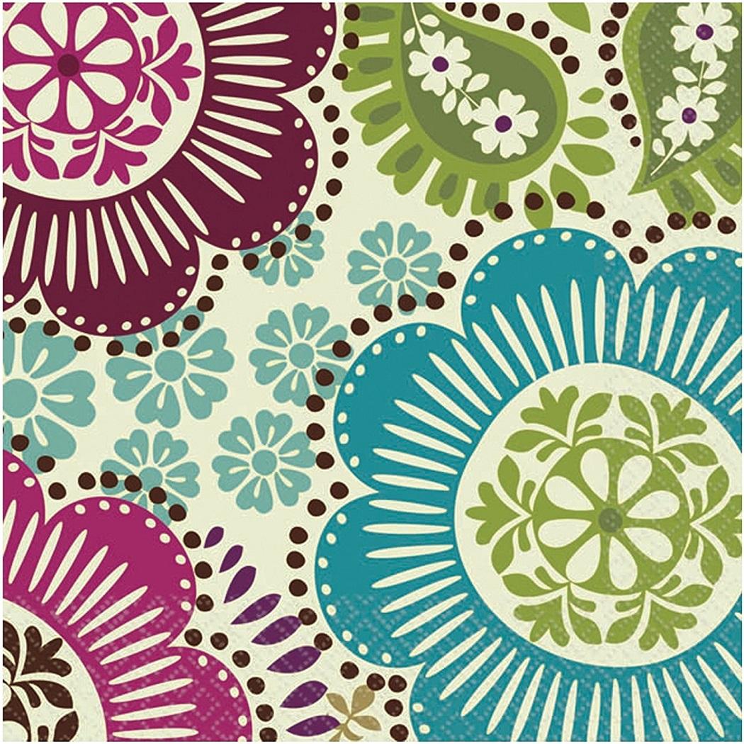 Fashion Floral Modern Flowers Garden Theme Party Paper Beverage Napkins ...