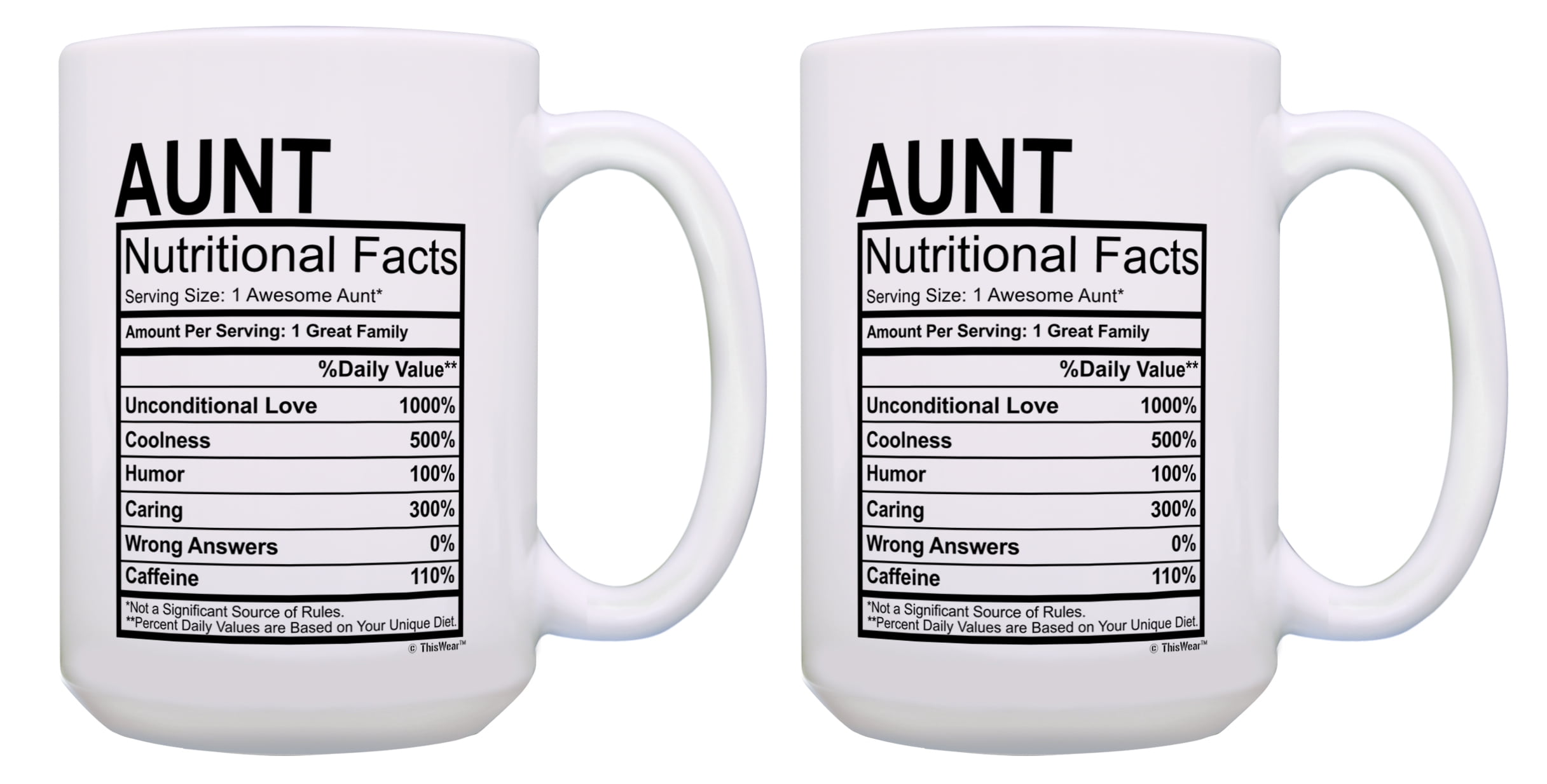 ThisWear Aunt Gift Set Aunt Nutritional Facts Great Cute Aunt Gifts ...