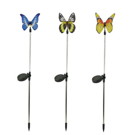 FanShow Solar Garden Lights with Color Changing Fiber Optic Butterflies ...