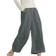 Womens Pants Sawvnm Women's Multiple Solid Color Cotton Linen Loose Casual Wide Leg Capris for ...