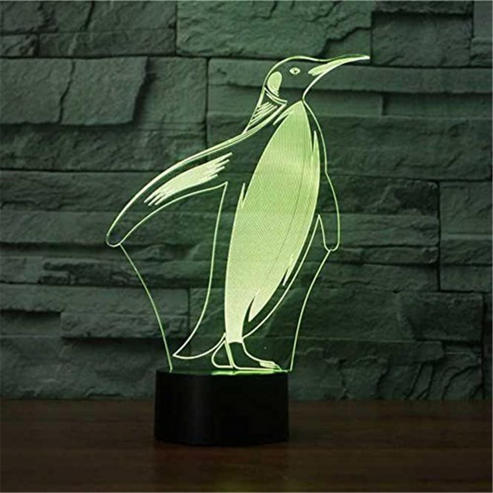 YSITIAN Abstractive 3D Optical Illusion Penguin Shape Colorful Lighting ...
