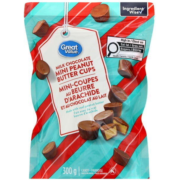 Great Value Milk Chocolate Mini Peanut Butter Cups, 300 g - Walmart.ca