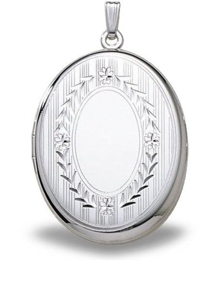 Extra LARGE Sterling Silver Oval Locket - 1-1/4 inch x 1-1/2 inch ...