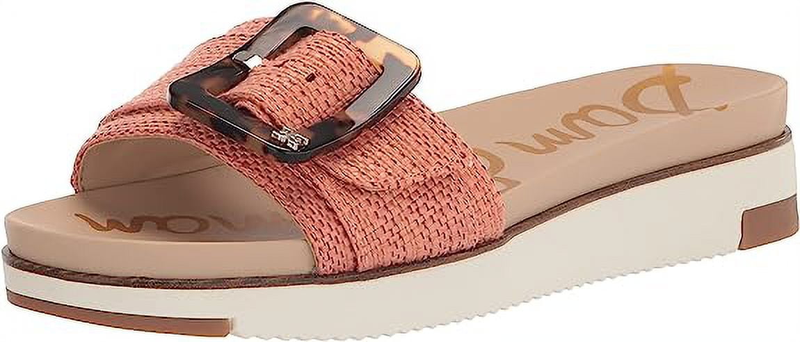 Sam Edelman Ariane Stucco Pink Open Toe Buckle Flat Leather Slides ...