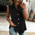 Aezemi Women's Collared Button up Shirts, Sleeveless Casual Work Tank ...