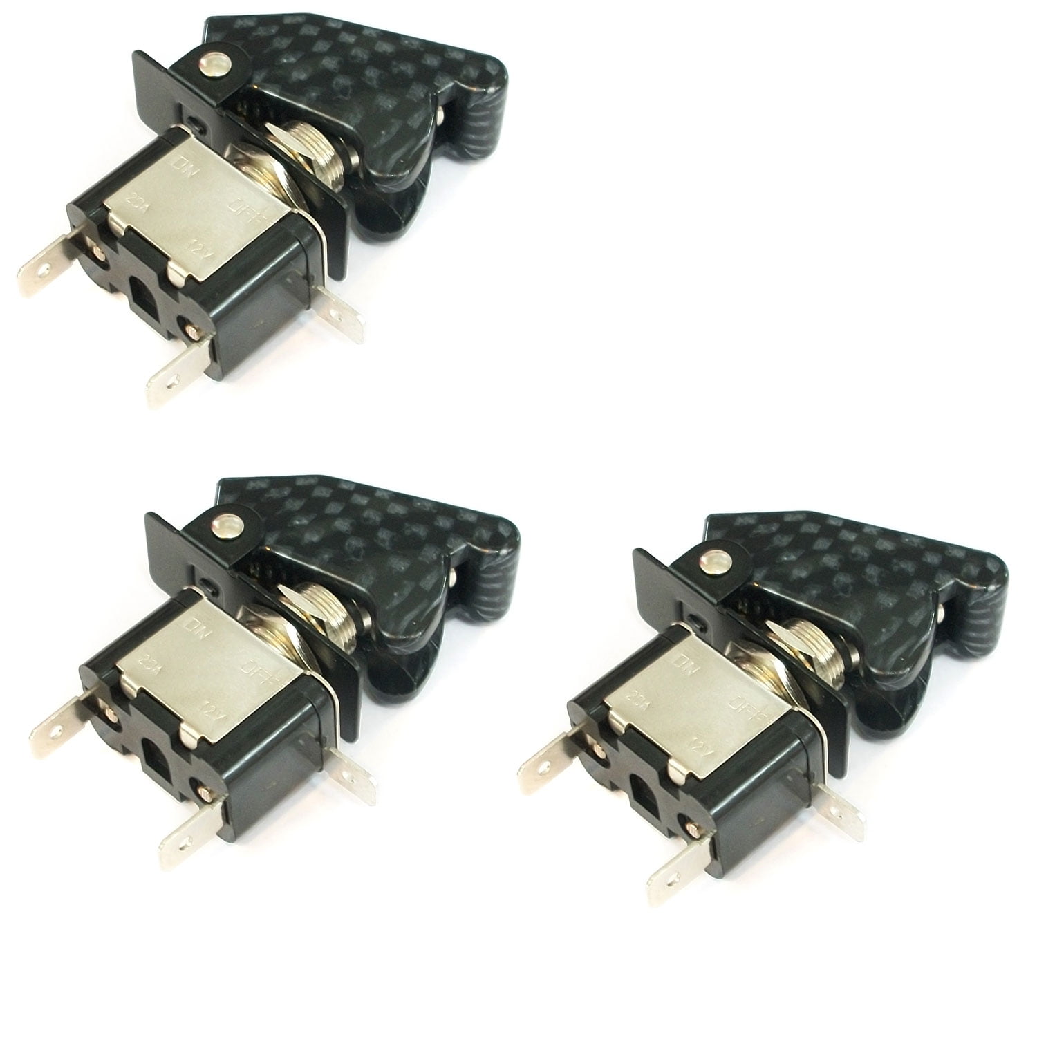 TrendBox 3 Sets (AMBER LED Light + CARBON Auto Cover) Toggle Flick SPST ...