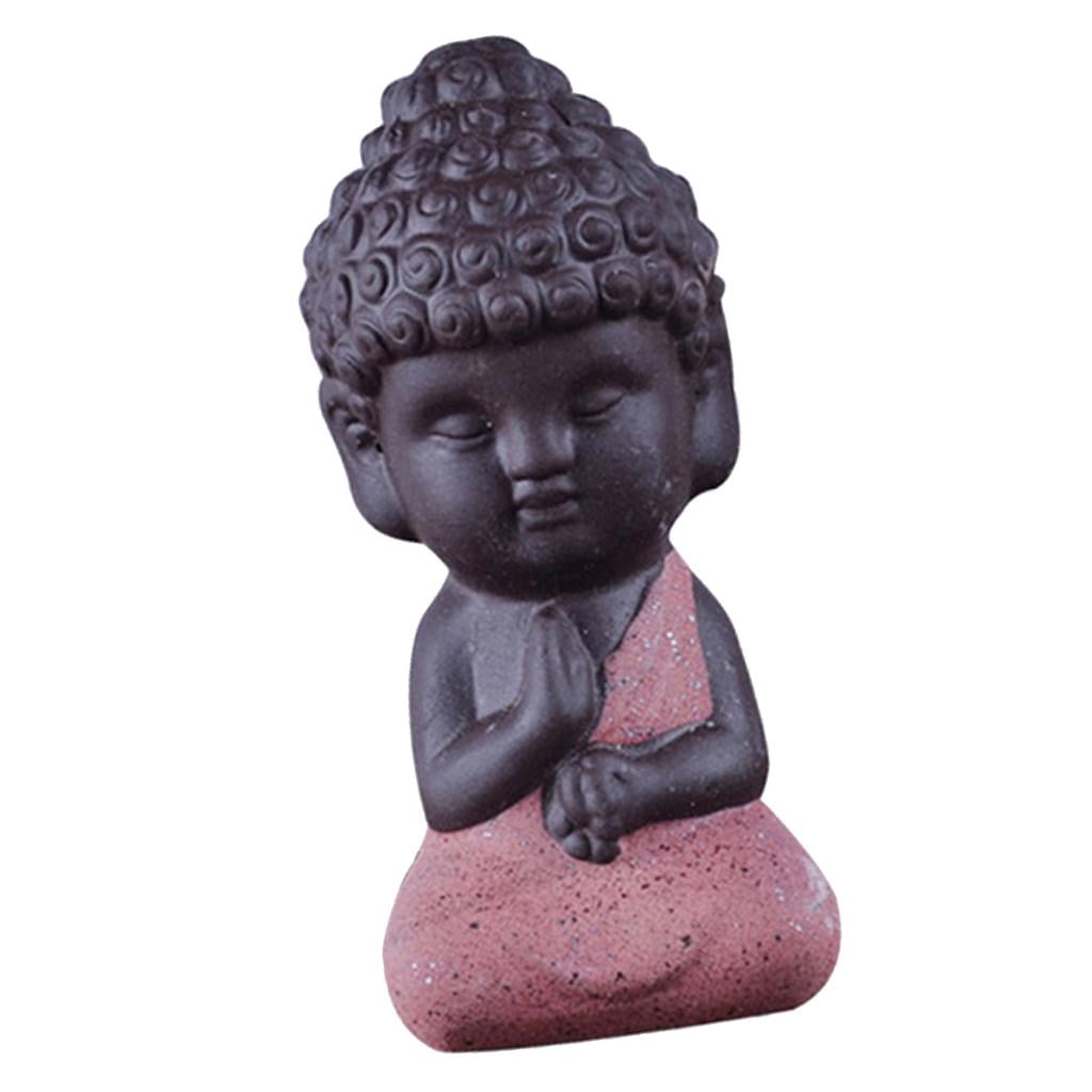 Little Buddha Statue Monk India Handicrafts Ceramic Tea House Miniature ...