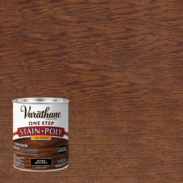 Dark Walnut, Varathane Stain + Polyurethane Oil-Based, Semi-Gloss -225250H, Quart, 2 Pack ...