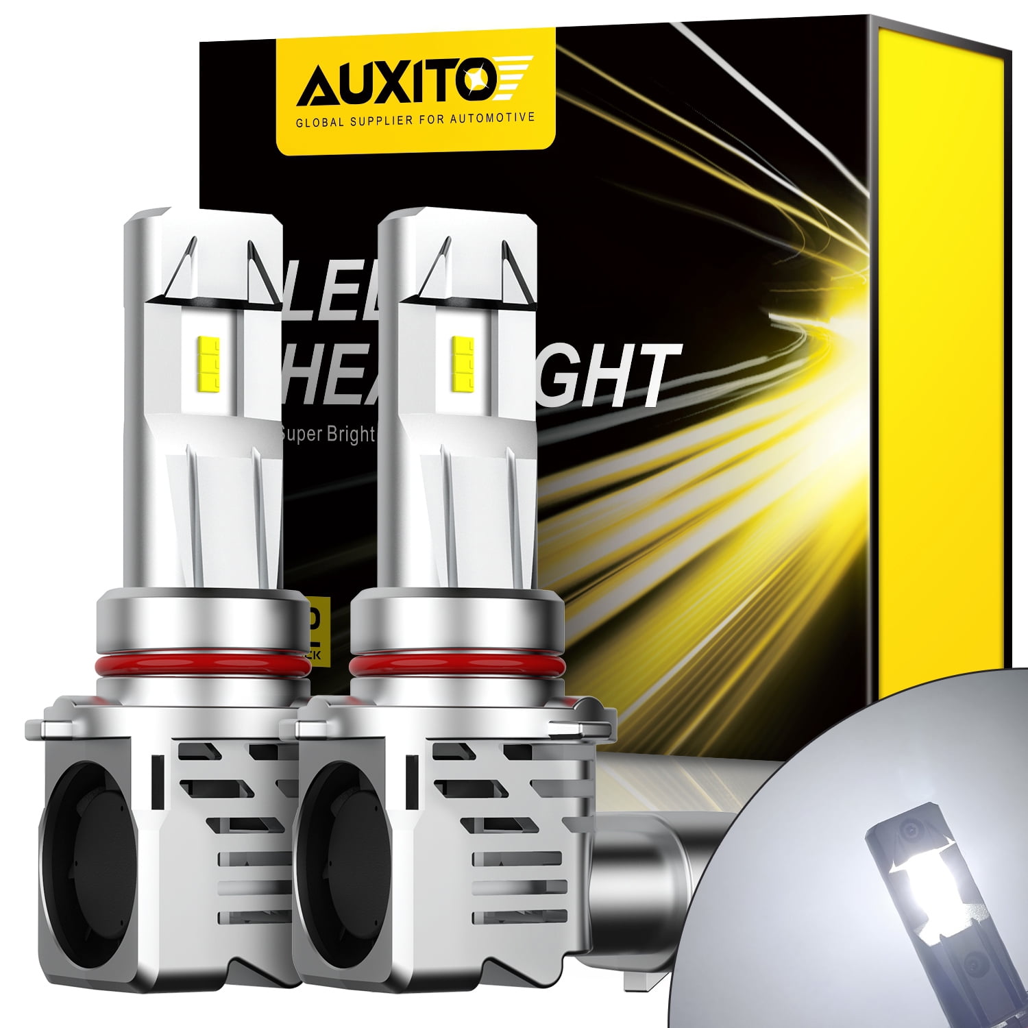 AUXITO 9005 LED Headlight Bulbs 12000LM Per Set 6500K Xenon White HB3 ...