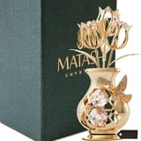 Matashi 24K Gold Plated Crystal Studded Flower Ornament in Vase w ...