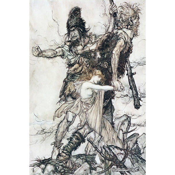 24x36 gallery poster, Das Rheingold, 1910, depicting Fasolt and Fafner ...