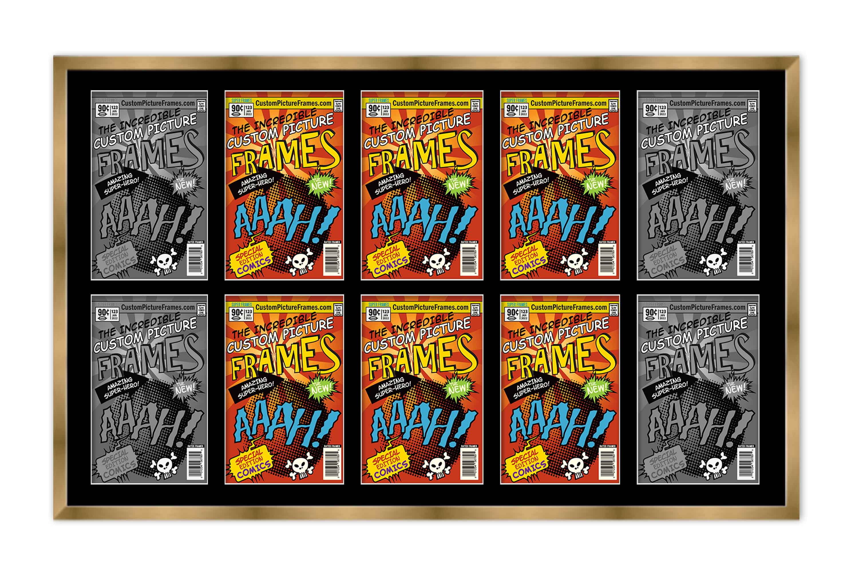 10 Comic Book Frame Gold Collage Comic Book Frame with Black Mat to ...