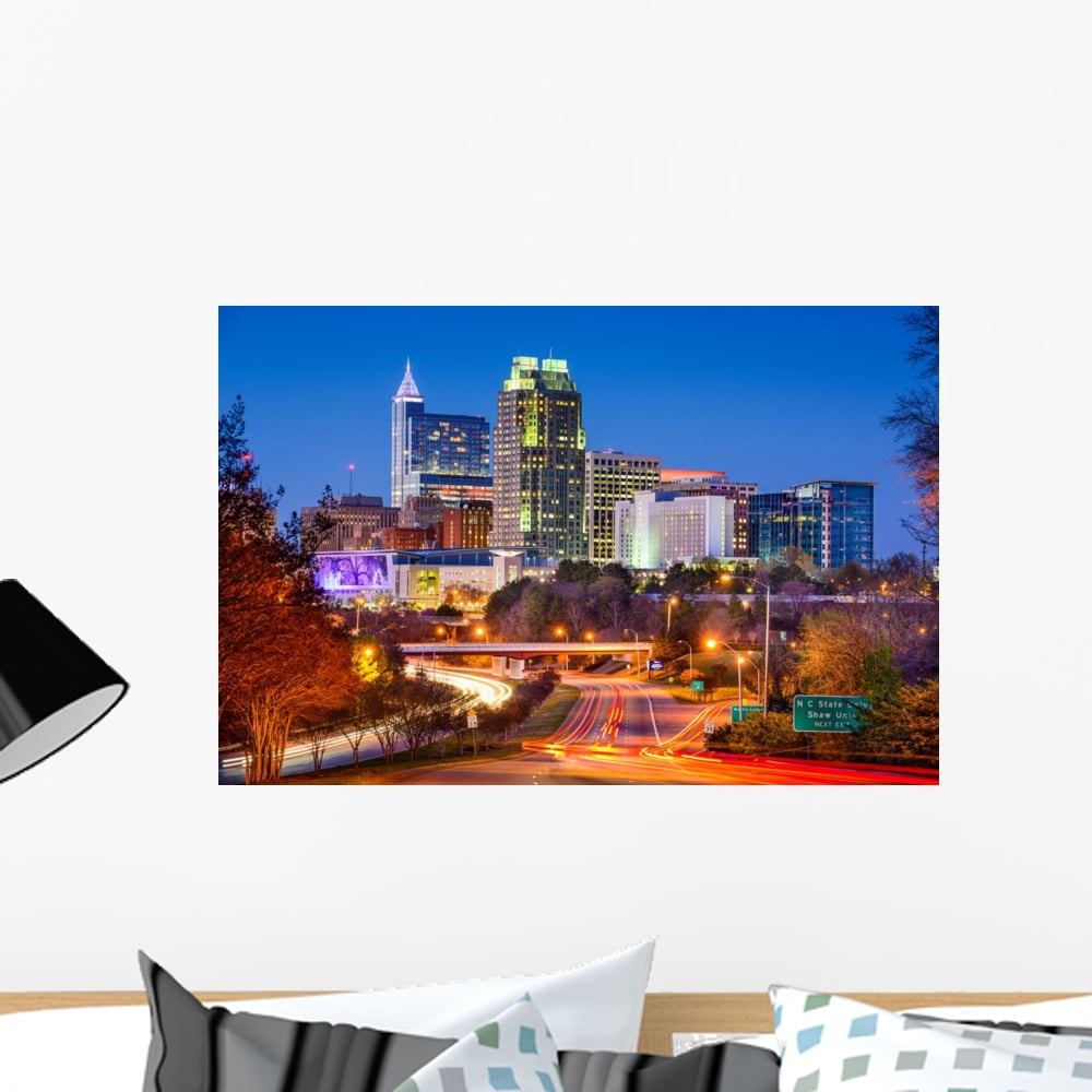 Raleigh North Carolina Skyline Wall Mural Decal Sticker, Wallmonkeys ...
