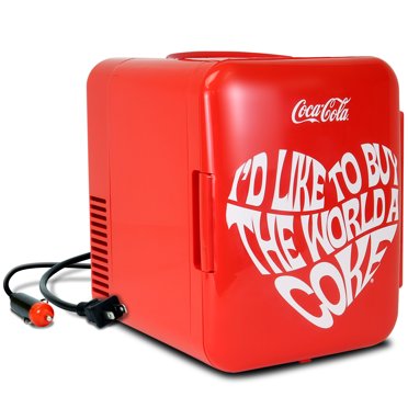 Coca-Cola 4L Mini Fridge, Portable Travel Cooler with 12V & AC Cords ...