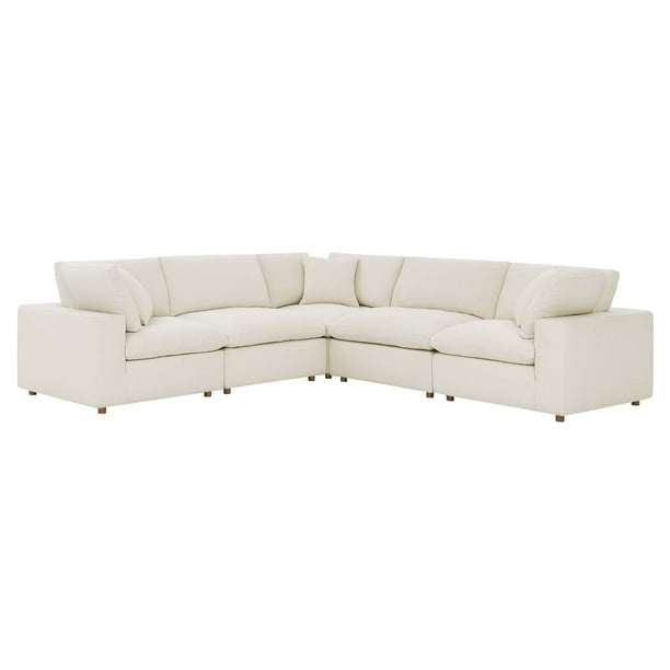Modular Sectional Deep Sofa Set, Beige, Fabric, Modern Contemporary ...