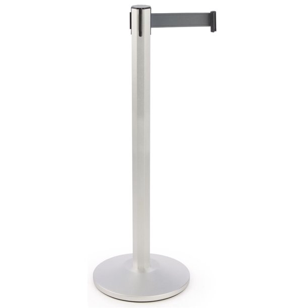 Crowd Control Pole - Deluxe 40.25" Octagonal Pole with 9'-7" Grey Woven ...