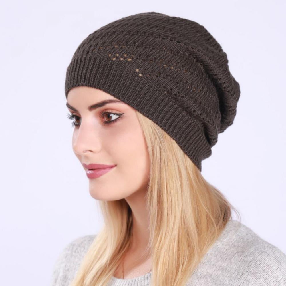 Newway Winter Thin Knitted Hollow Out Beanies Cap Women Slouchy Skull ...