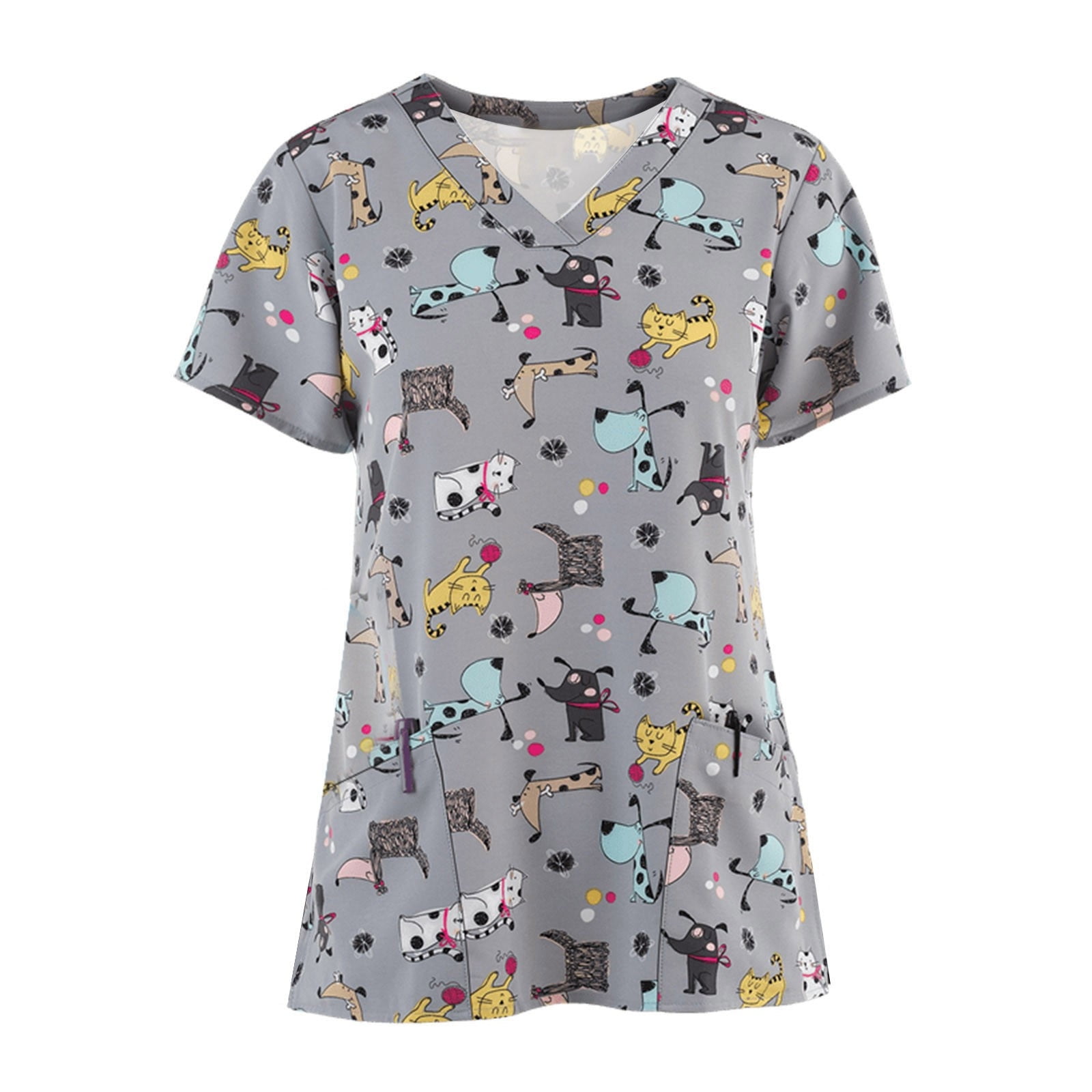 Click here for Fartey Nurse Scrubs For Women Tunic Fit Cat Print... prices