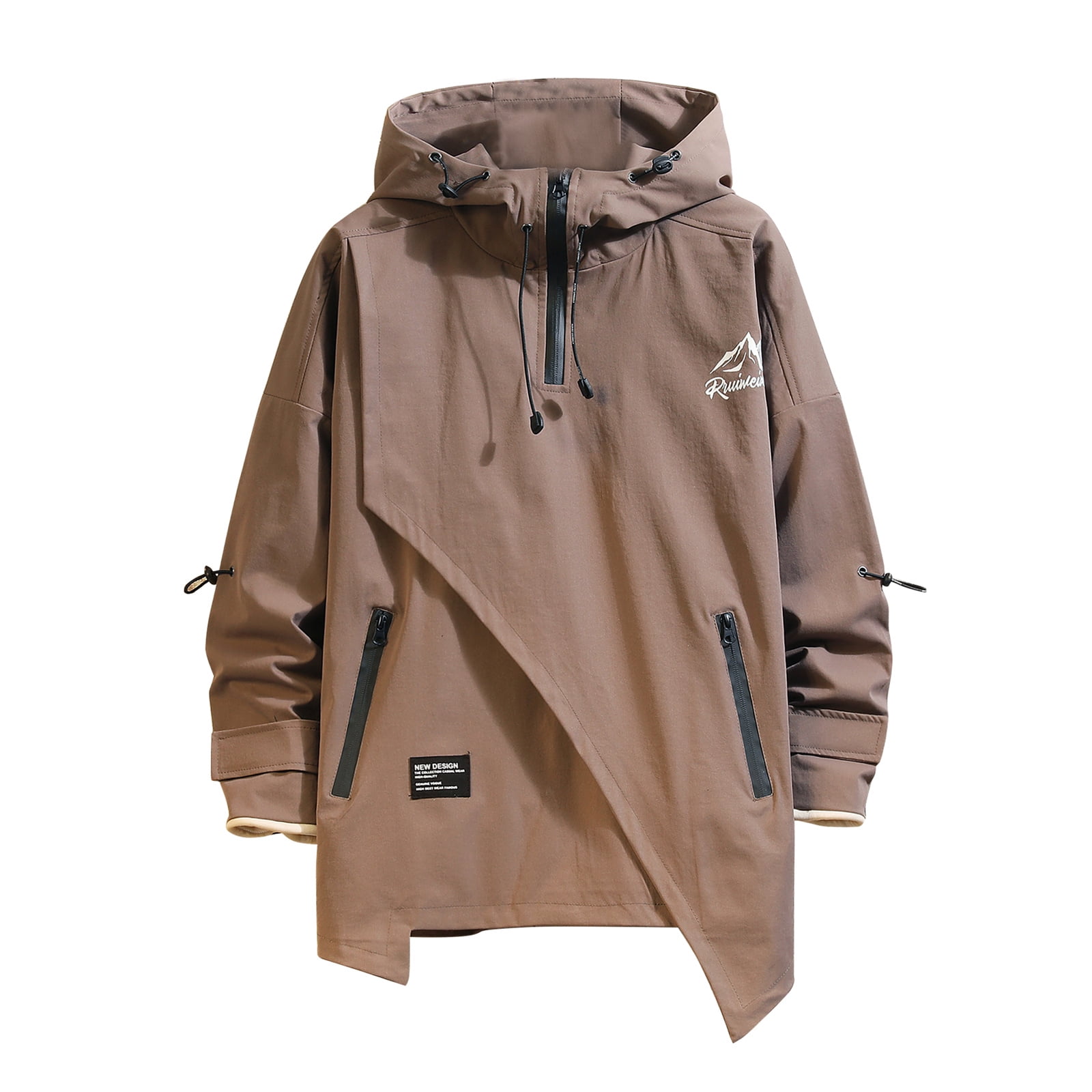 Men's Hooded Jacket OverSize jackets for men Patchwork Zipper Coats ...