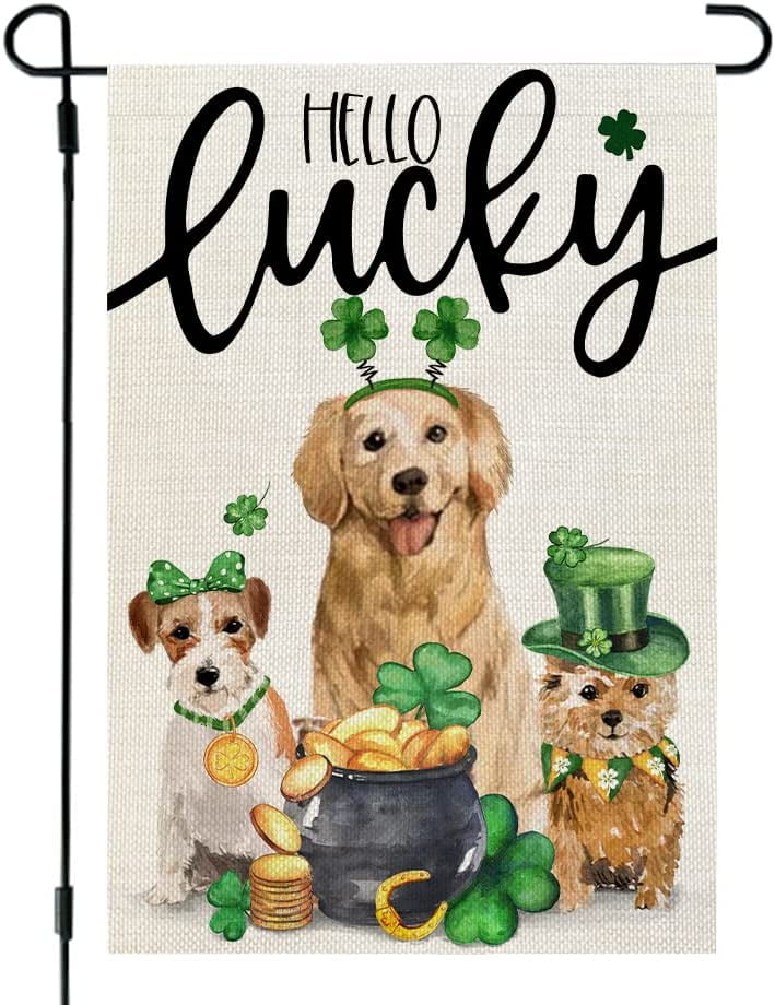 SPXUBZ St Patricks Day Dogs Garden Flag 12x18 Inch Double Sided for ...