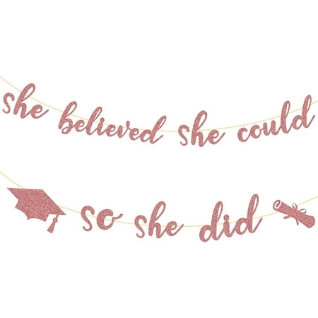 Graduation Party Banner Decorations 2021 Glitter Garland Signs, She ...