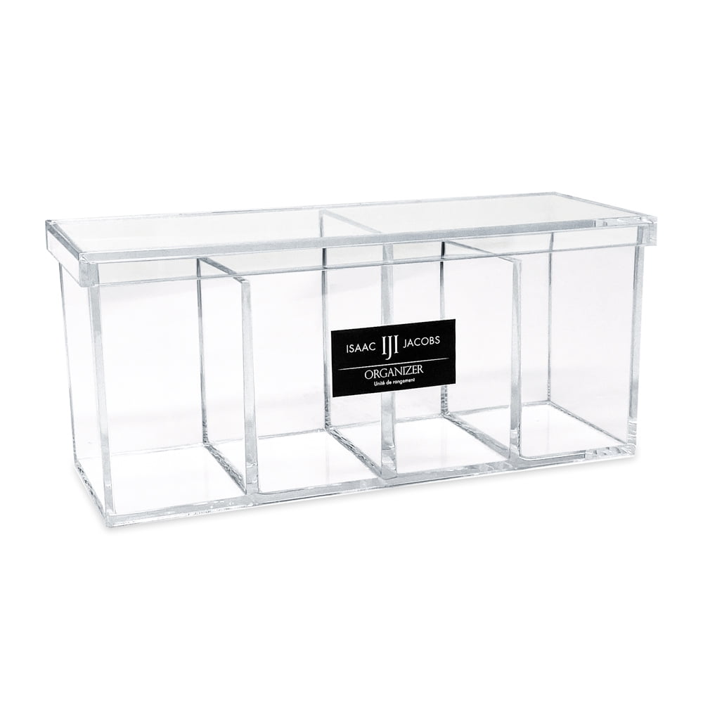 Isaac Jacobs 4-Compartment Clear Acrylic Organizer with Lid, Storage ...