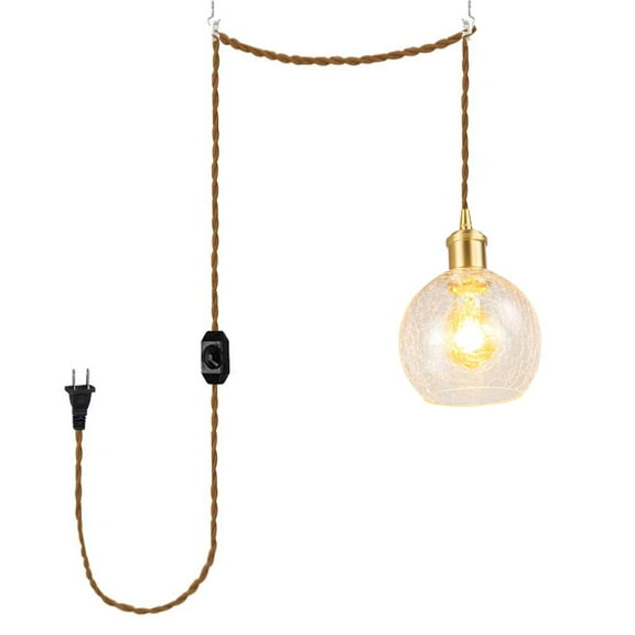 KAYYELAMP 15ft Plug in Dimmable Cord Hanging Light Brass Base Grey ...