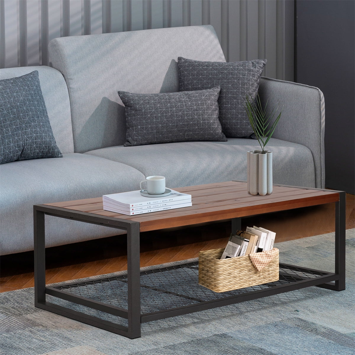 Cterwk Console Coffee Table for Living Room, Brown - Walmart.com