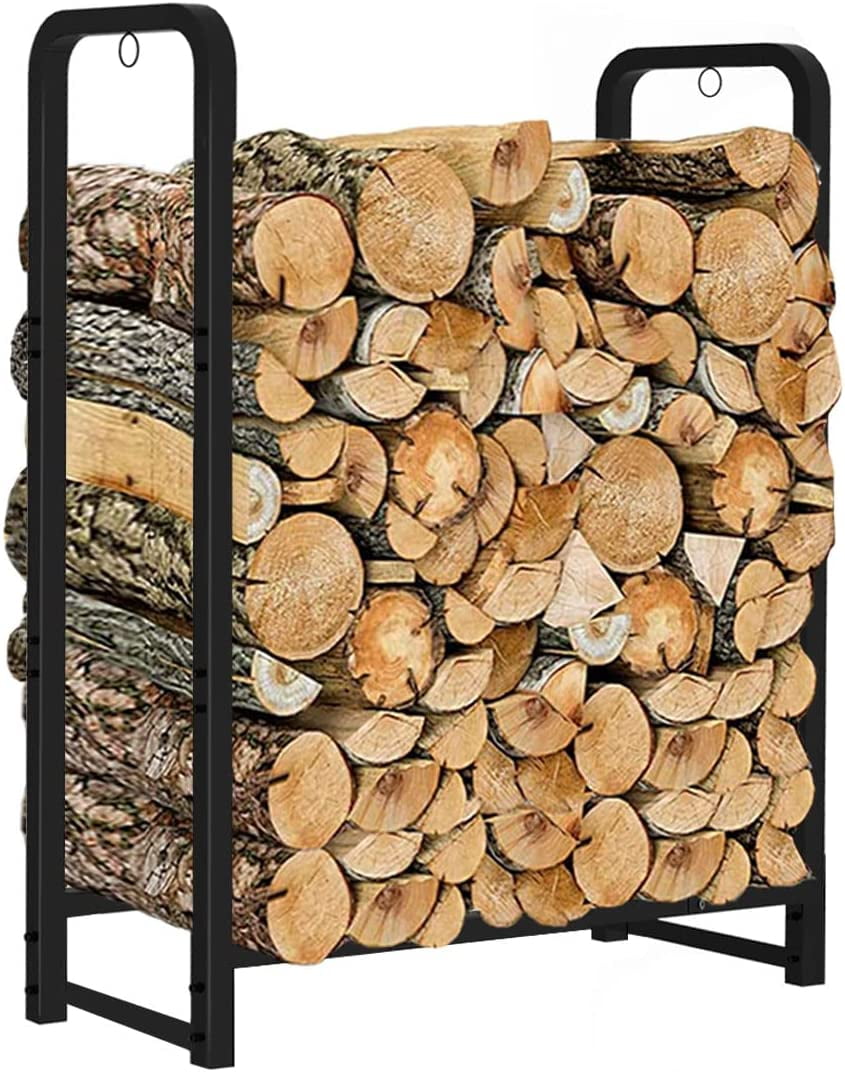 Firewood Rack Stand 4ft Heavy Duty Logs Holder for Outdoor Indoor ...