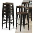 ZAFLY Backless Bar Stool with Wood Seat, Industrial Style Counter ...