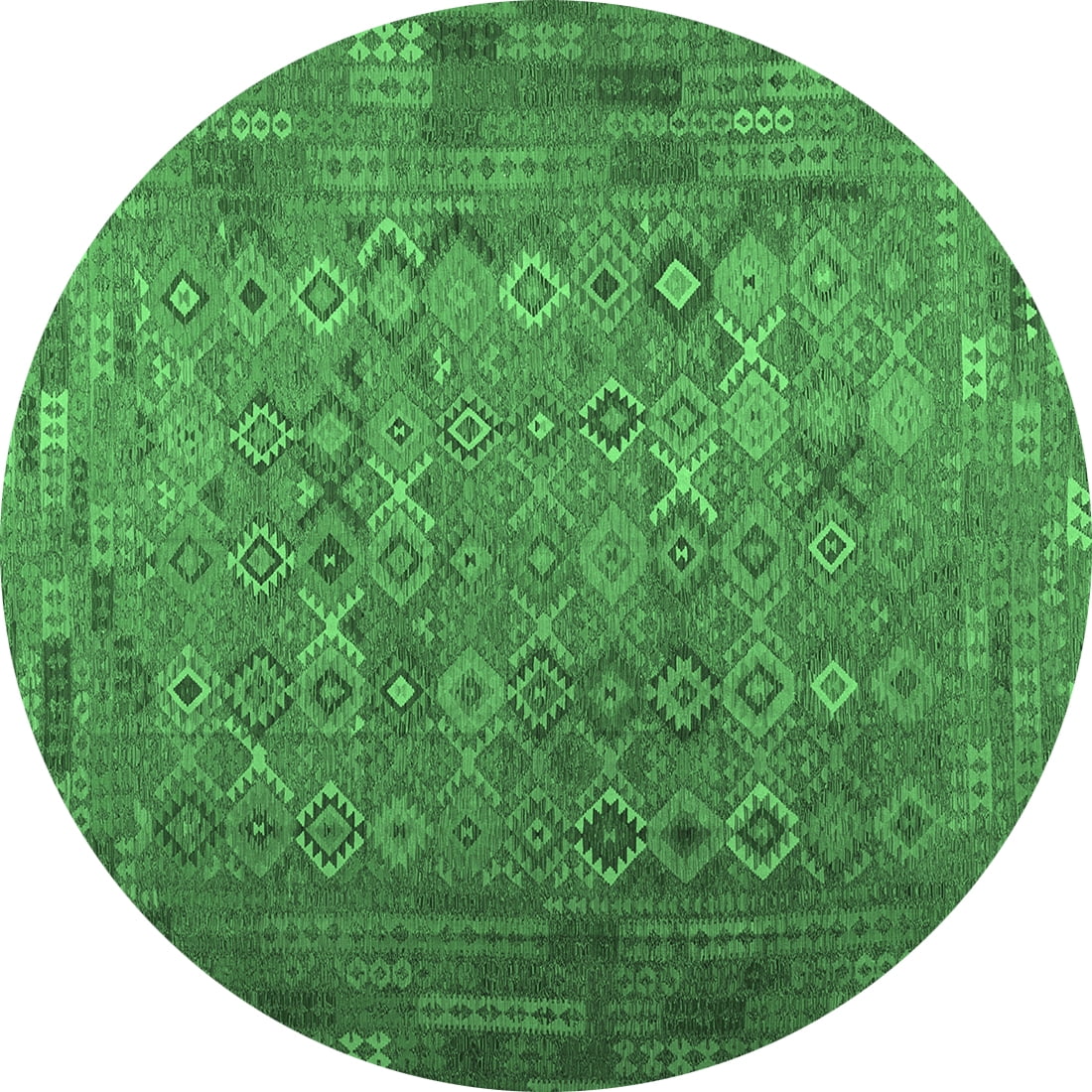 Ahgly Company Indoor Round Southwestern Emerald Green Country Area Rugs ...