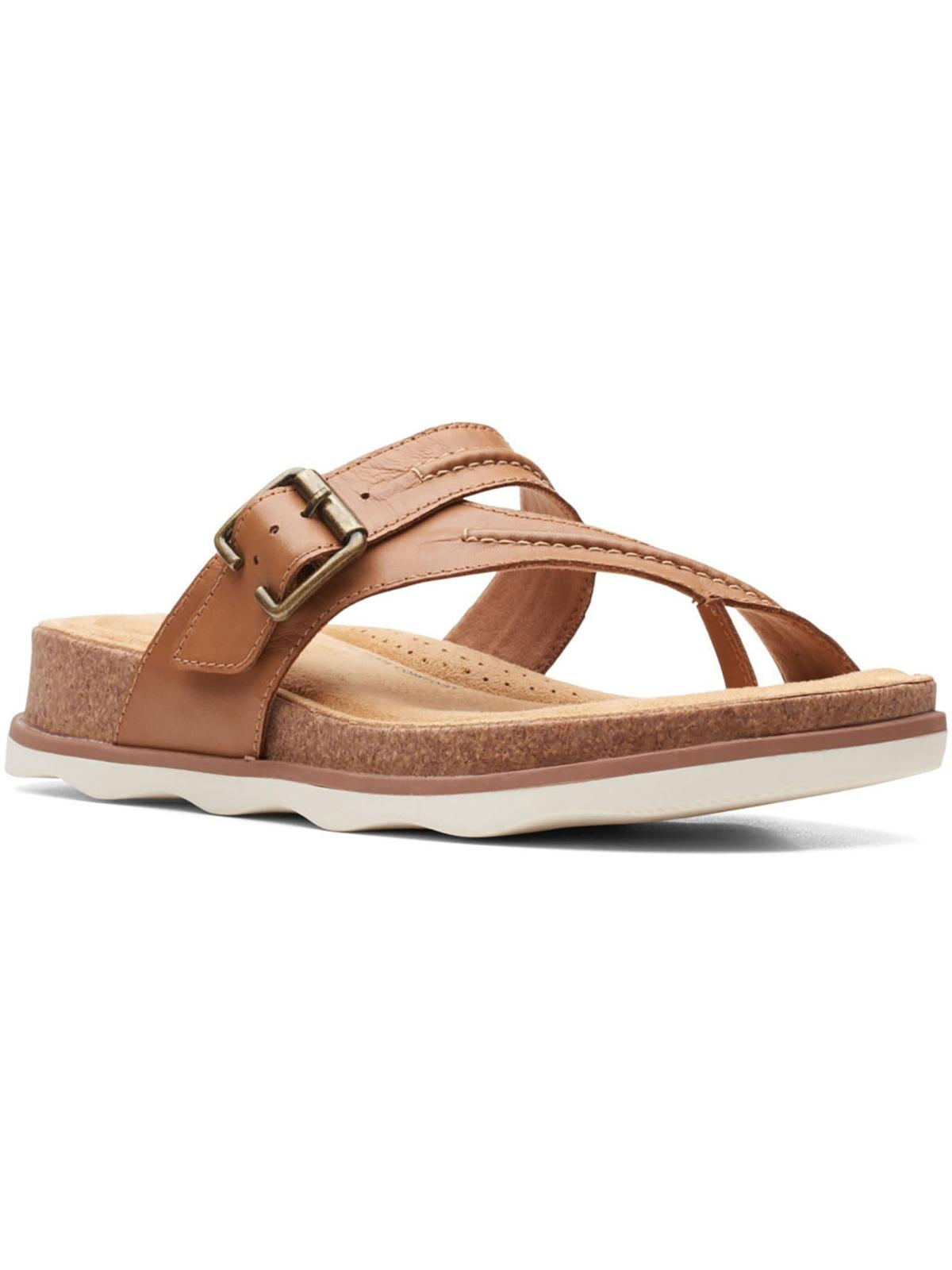 Clarks Womens Brynn Madi Leather Cushioned Footbed Slide Sandals ...
