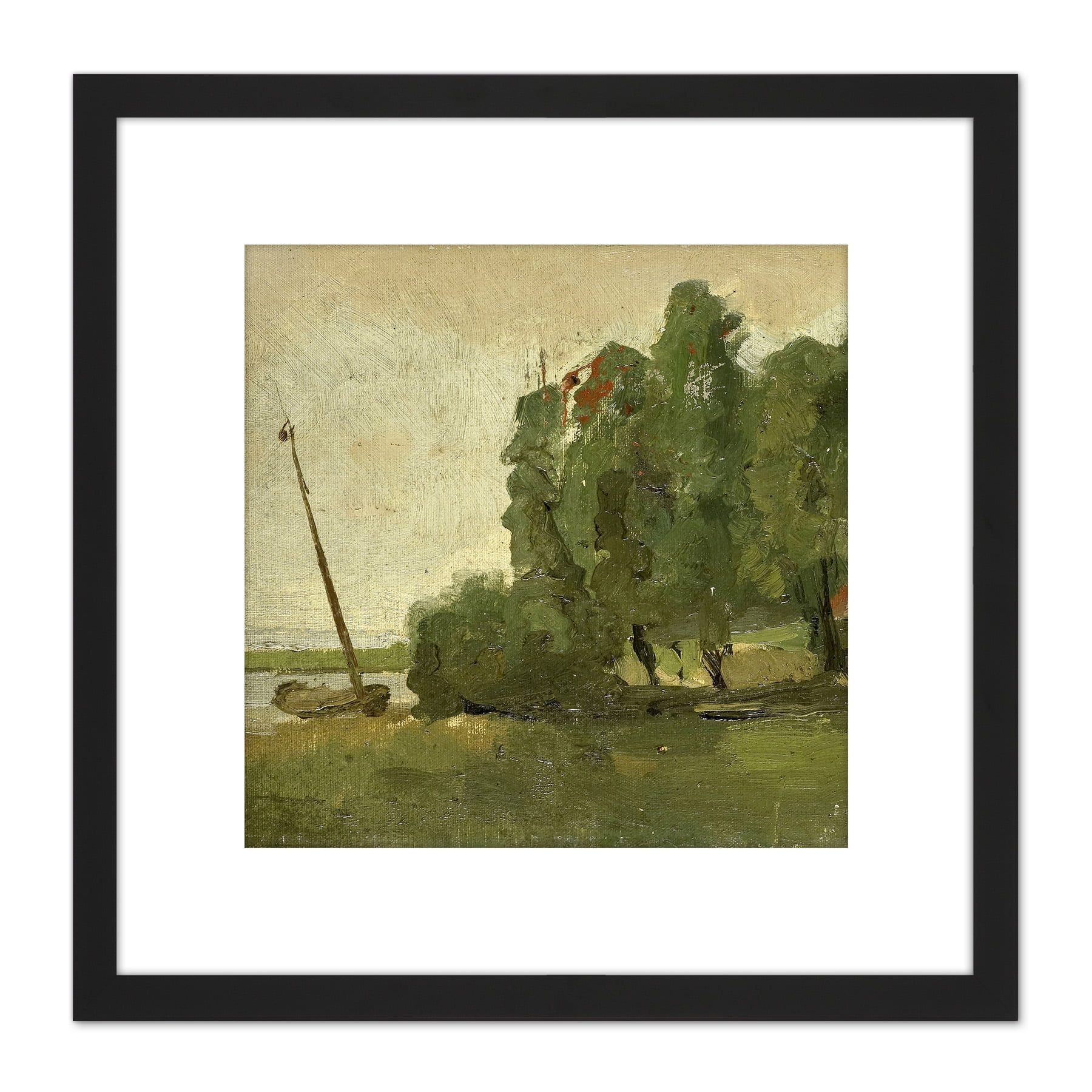 Breitner Farmstead Landscape Trees Painting 8X8 Inch Square Wooden ...