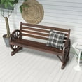 Kinbor 55" Outdoor Wagon Wheel Bench, Wooden Garden Bench with Slatted ...