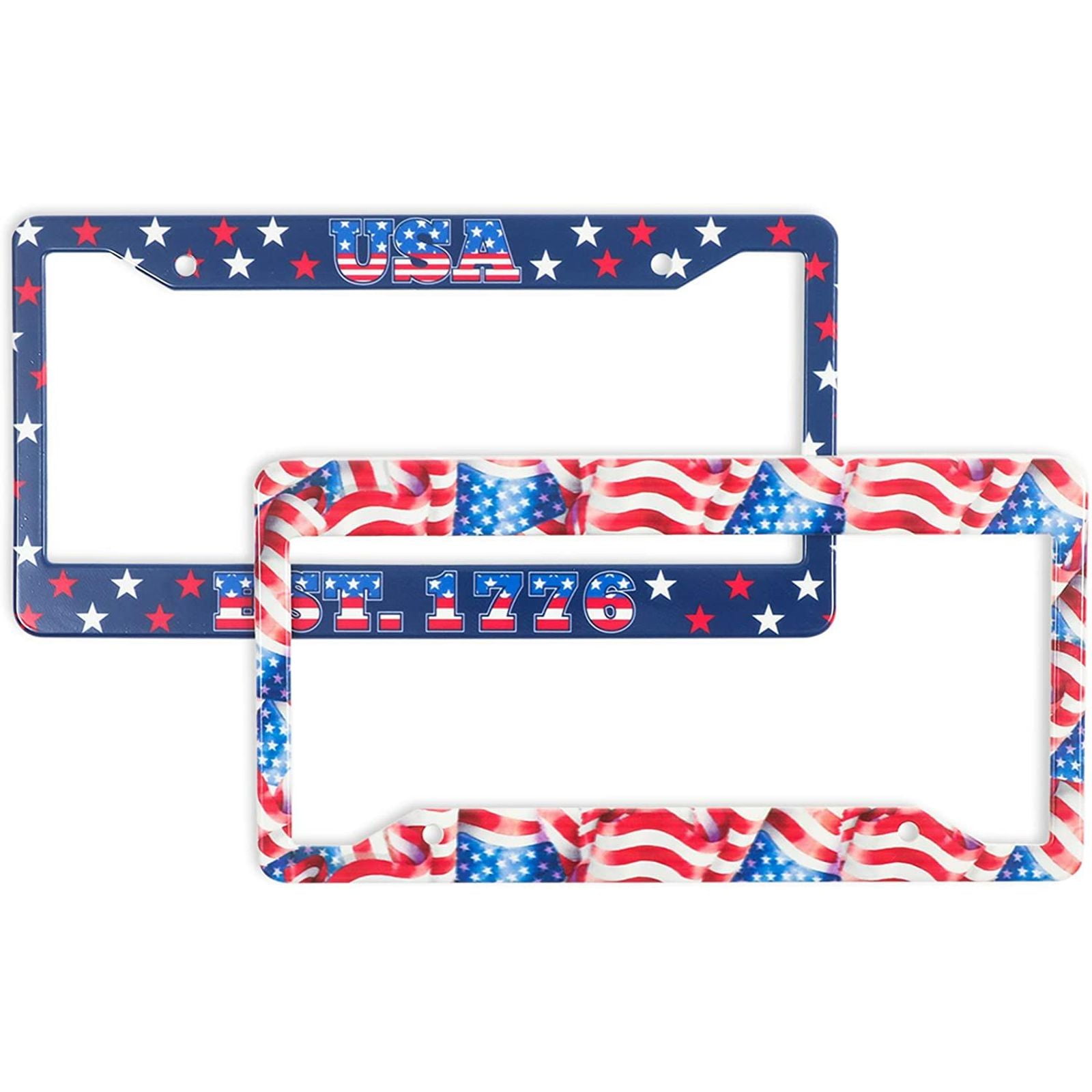 USA Italy Flag Metal black Aluminium Car License plate frame holder Car ...