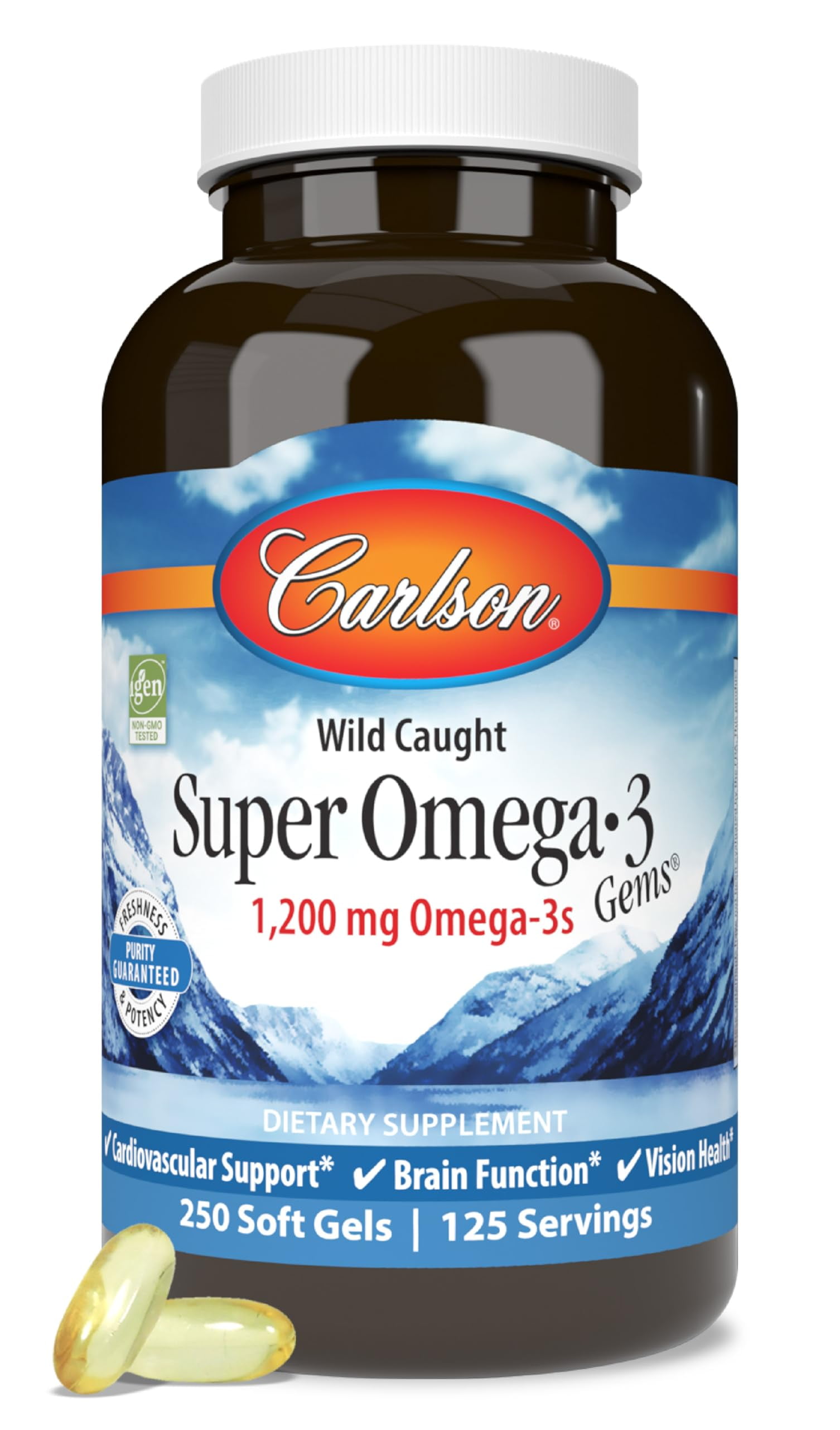Suplemento Carlson Super Omega-3 Gems 1200 mg 250 cápsulas blandas ...