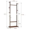 Freestanding Coat Rack Stand, Solid Wood Clothes Rack with Shoe Storage ...