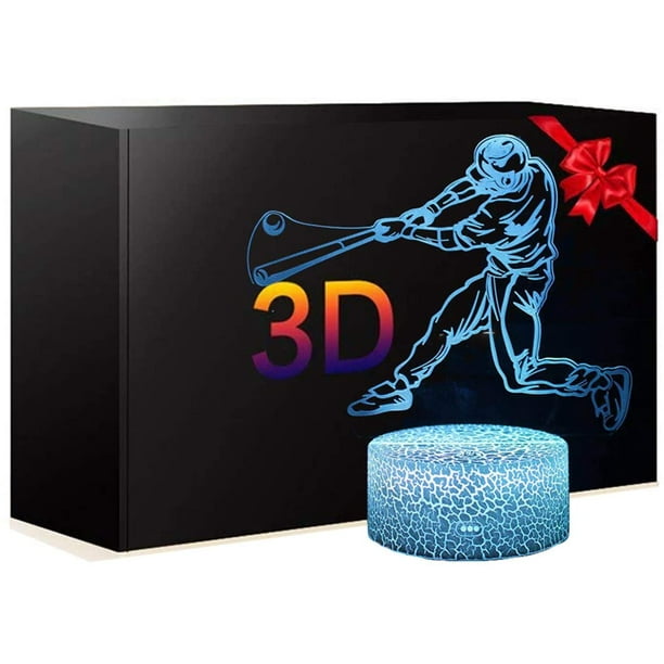 Baseball Night Light with 7 Colors Changing- LED 3D Optical Illusion ...