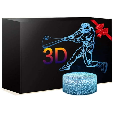 Baseball Night Light with 7 Colors Changing- LED 3D Optical Illusion ...