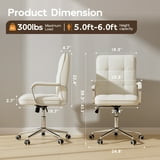 Genpo White Office Chair, Swivel Leather Computer Desk Chair with ...