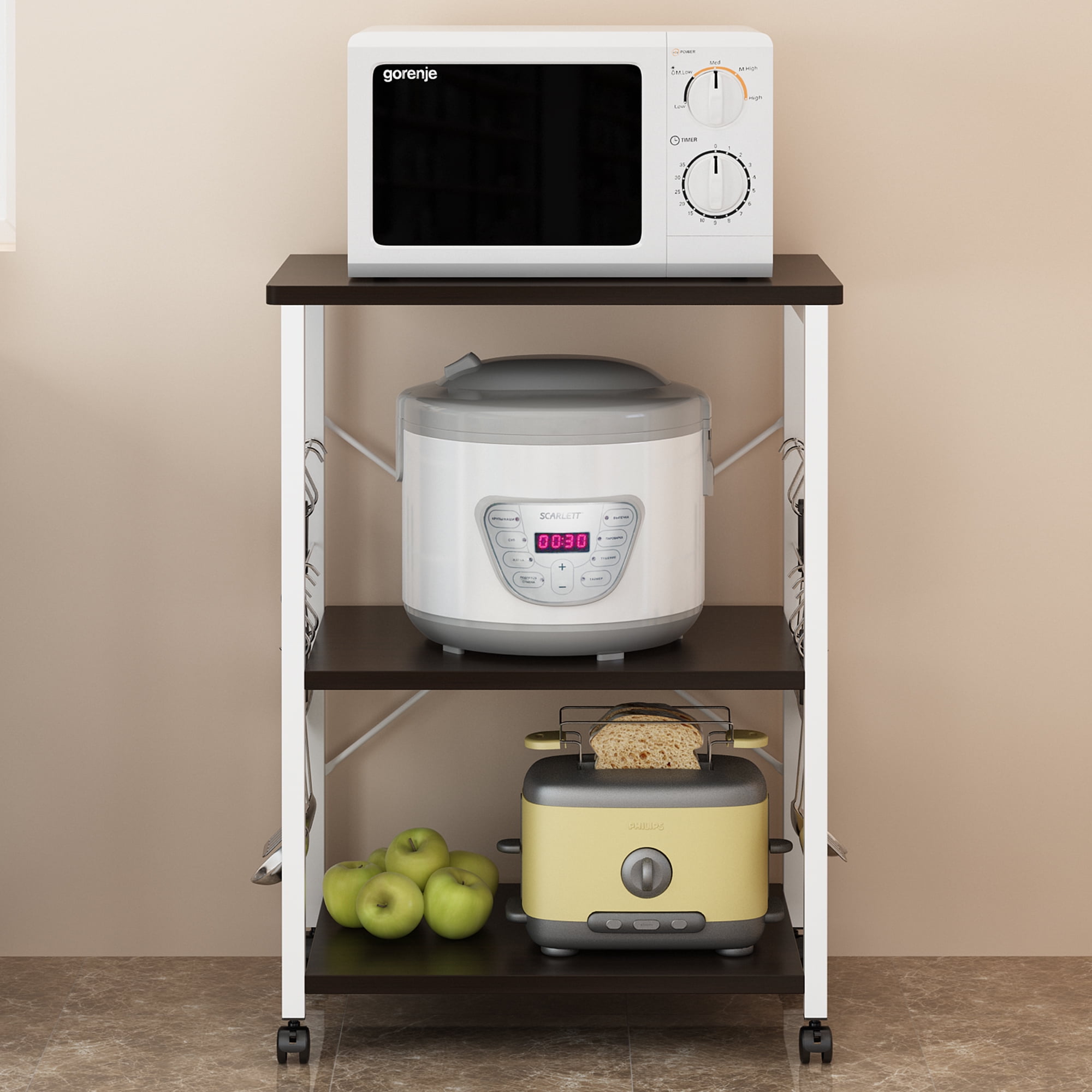 Zimtown 3-Tier Rolling Kitchen Cart, Baker's Rack, Storage Shelf with ...